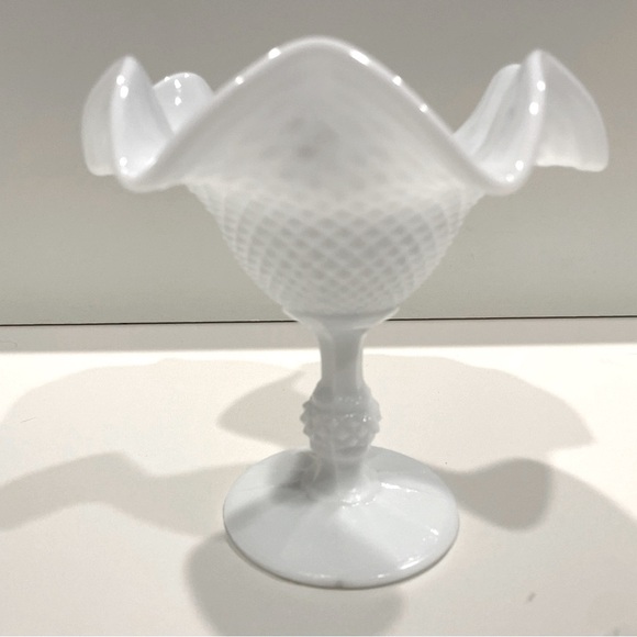 Accents | Bogo Milk Glass Ruffled Fluted Compote Hobnail Stemmed ...